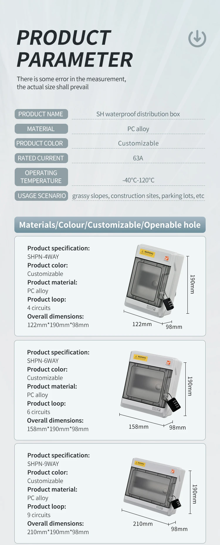 Tulabu CE IP65 Waterproof Electrical Power Distribution Equipment