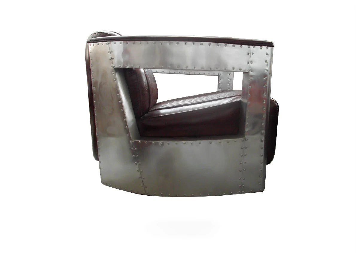 Customized Aviator Armchair Tan Leather Retro Style Industrial Vintage ...
