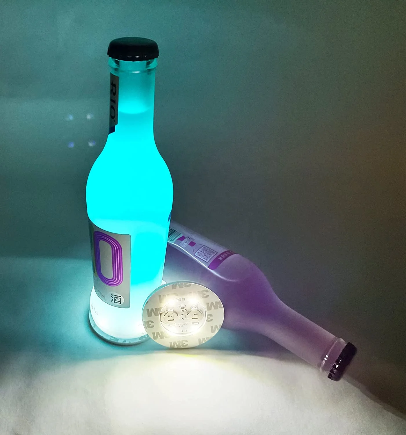 60mm 45mm Rgb Glass Led Sticker Blinking+Steady Light Led Bottle Light ...