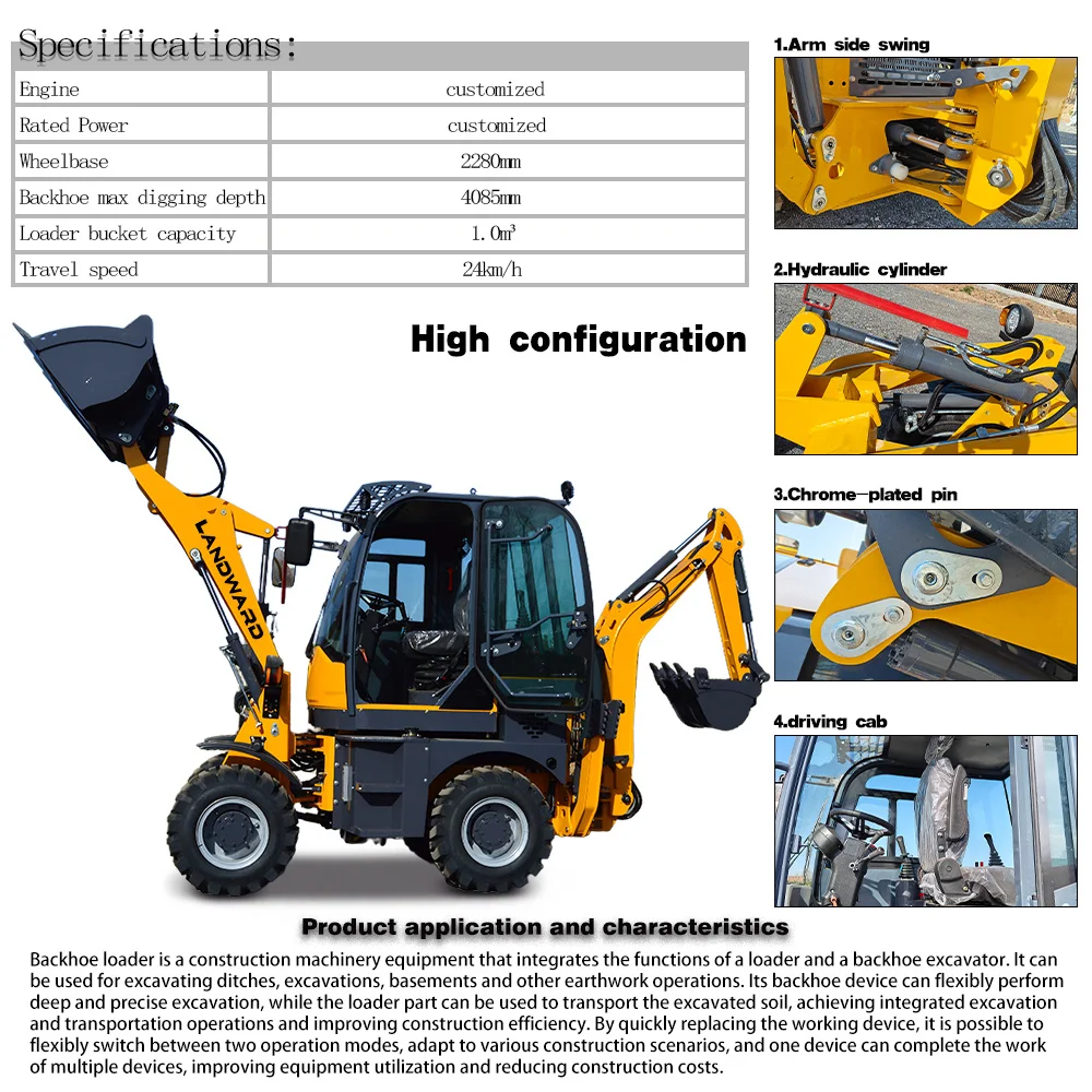Mini Towable Backhoe Loader - High Efficiency Earth-Moving Machinery