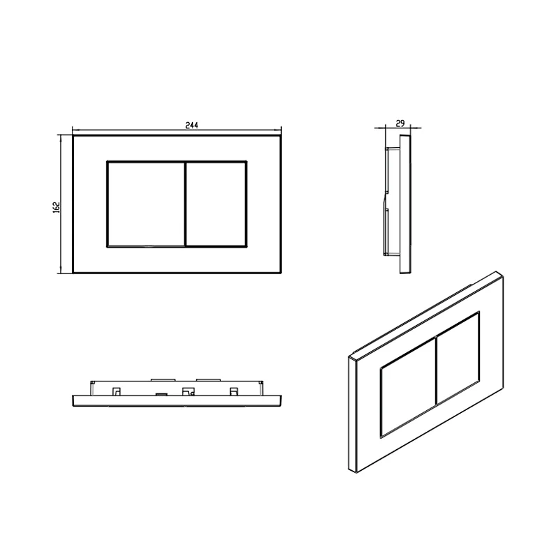 Sanitary Wall Hung Toilet Water Tank Square Dual Button Mounted ...