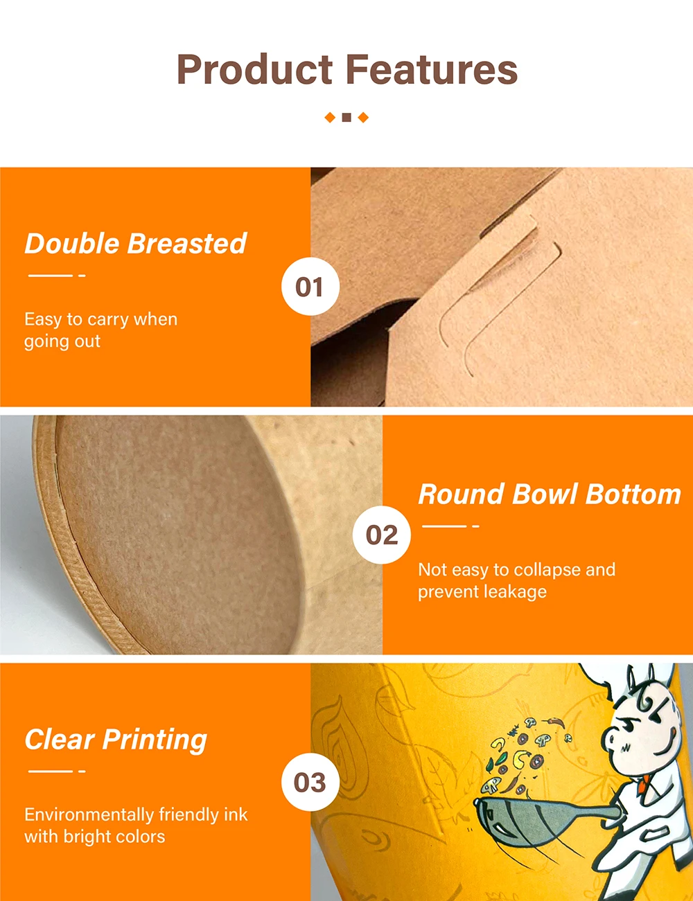 16oz 26oz 32oz Custom Print Logo Pasta Box Packaging Hot Sell ...