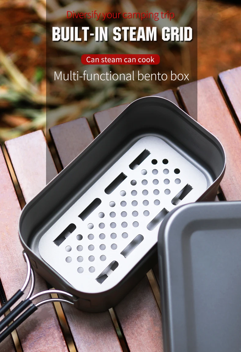 Titanium Bento Box with Removable Lid - Perfect for Camping