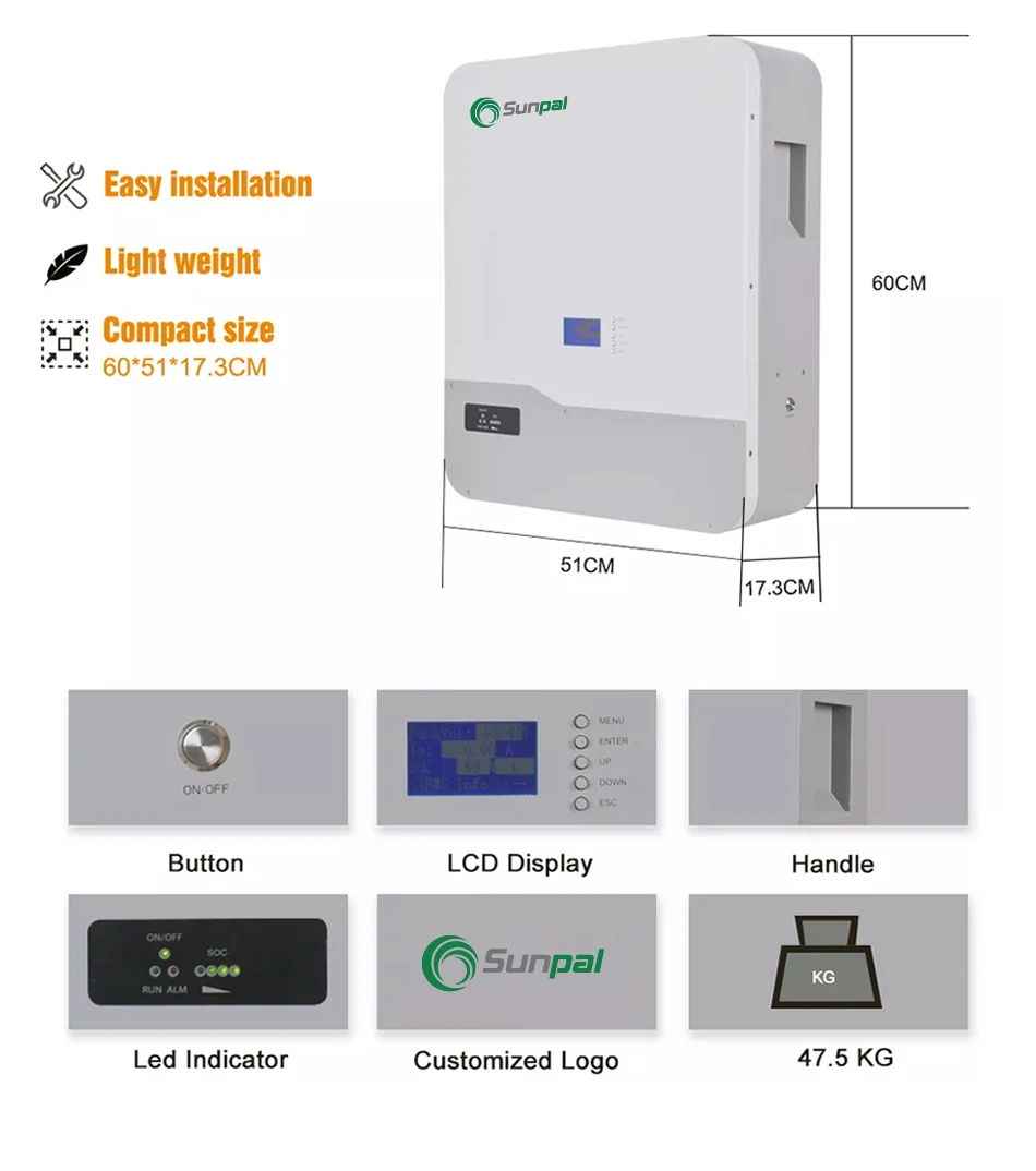Sunpal Lithium Powerwall Home Energy Storage Battery 48v 200ah Lifepo4 Power Wall - Buy Home ...