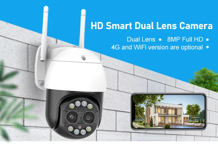 Dual Lens PTZ IP Camera with 4MP Audio Security Surveillance