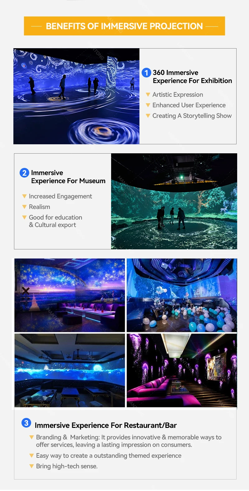 Wedding Restaurant 360 Immersive Wall Projection Room Dining Table ...