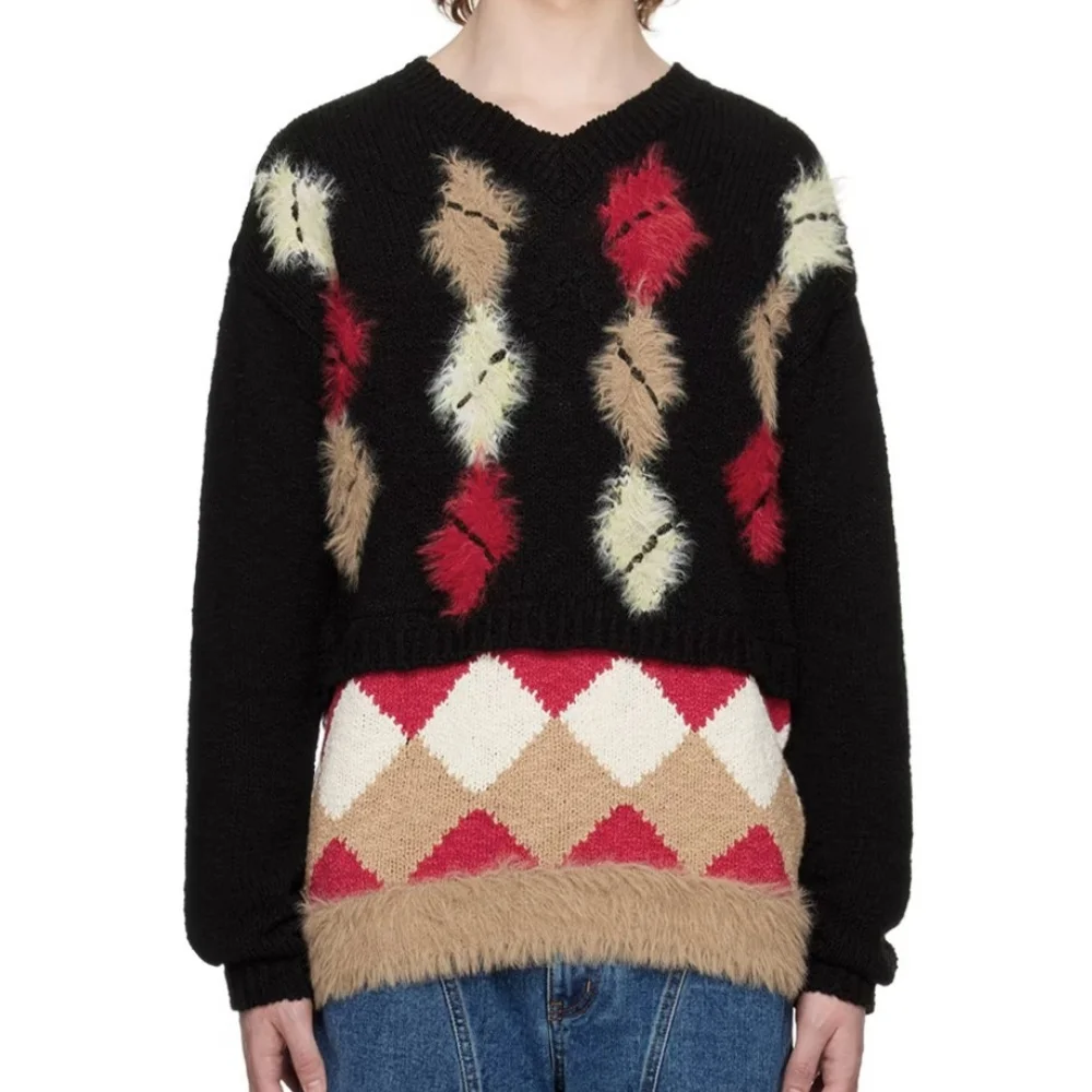 Unisex Letter Knitted Sweater Acrylic-blend Custom Printed Knit Sweater ...
