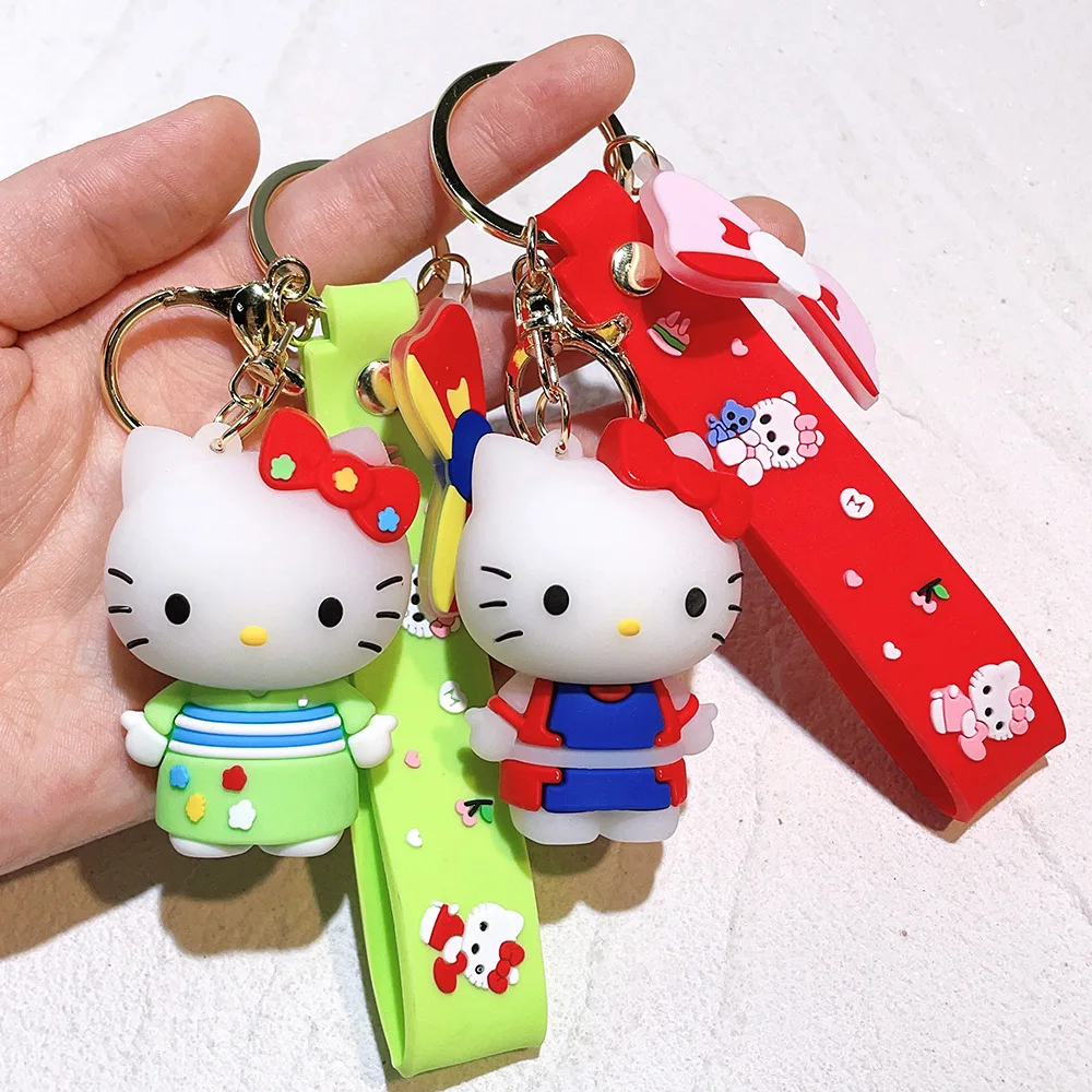 Hello Kitty Couple Keychain - Cute 3D PVC Anime Cat