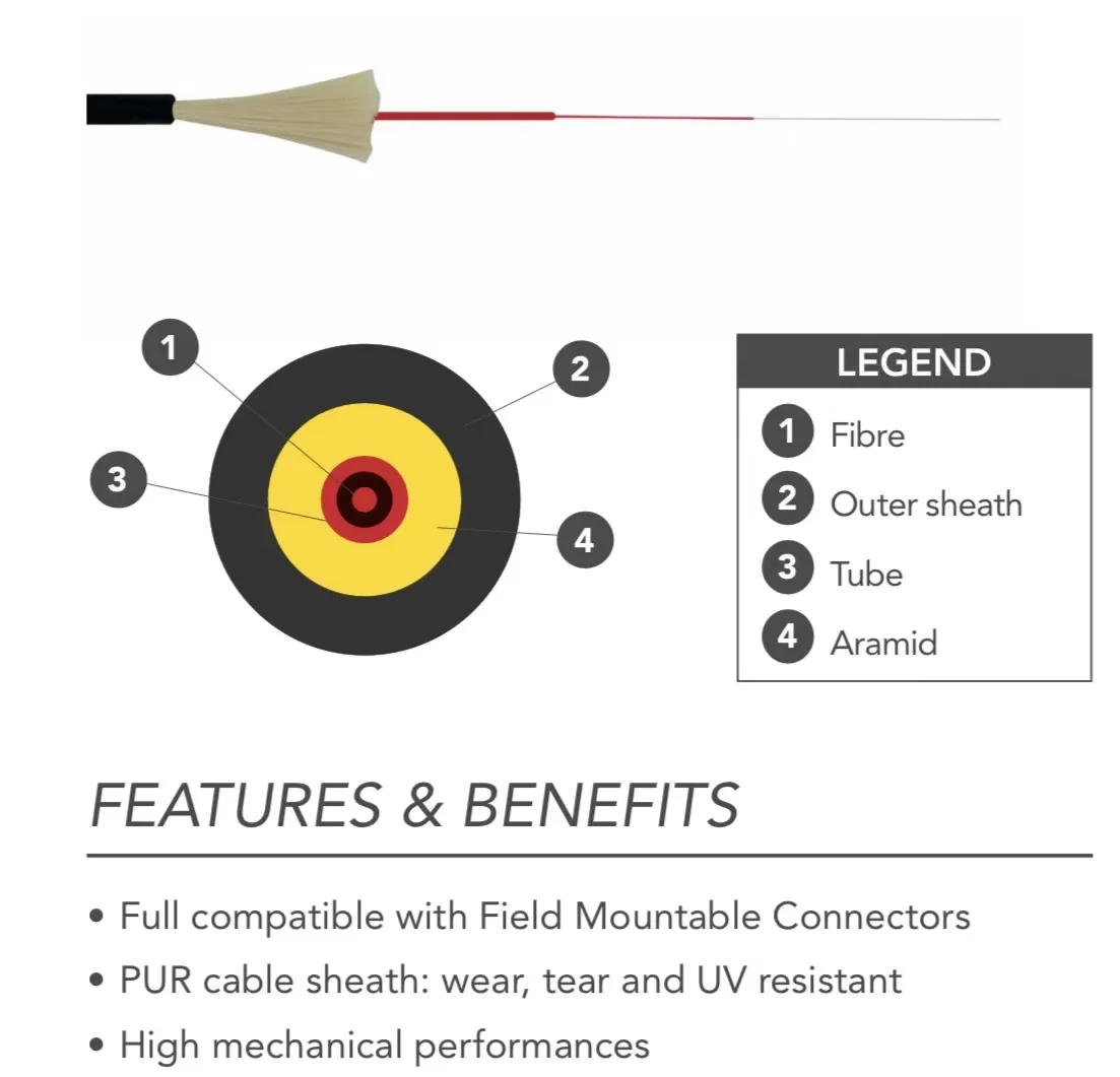 Telenco Cable 1fo 500m Double Sheath 5.0mm G657a2 6.0mm Ftth Fiber ...