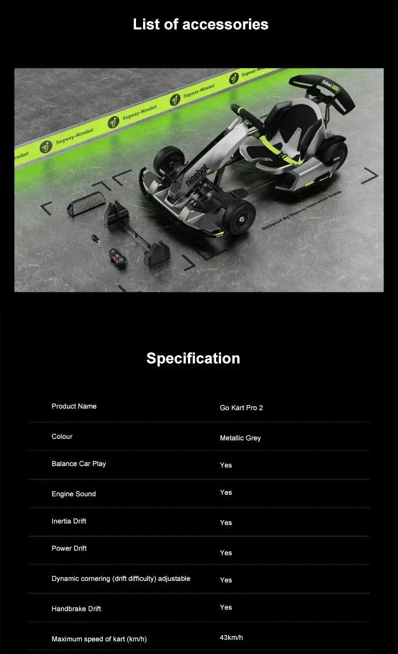 Original 2024 New Segway Ninebot Go Kart Pro 2 Electric Racing ...