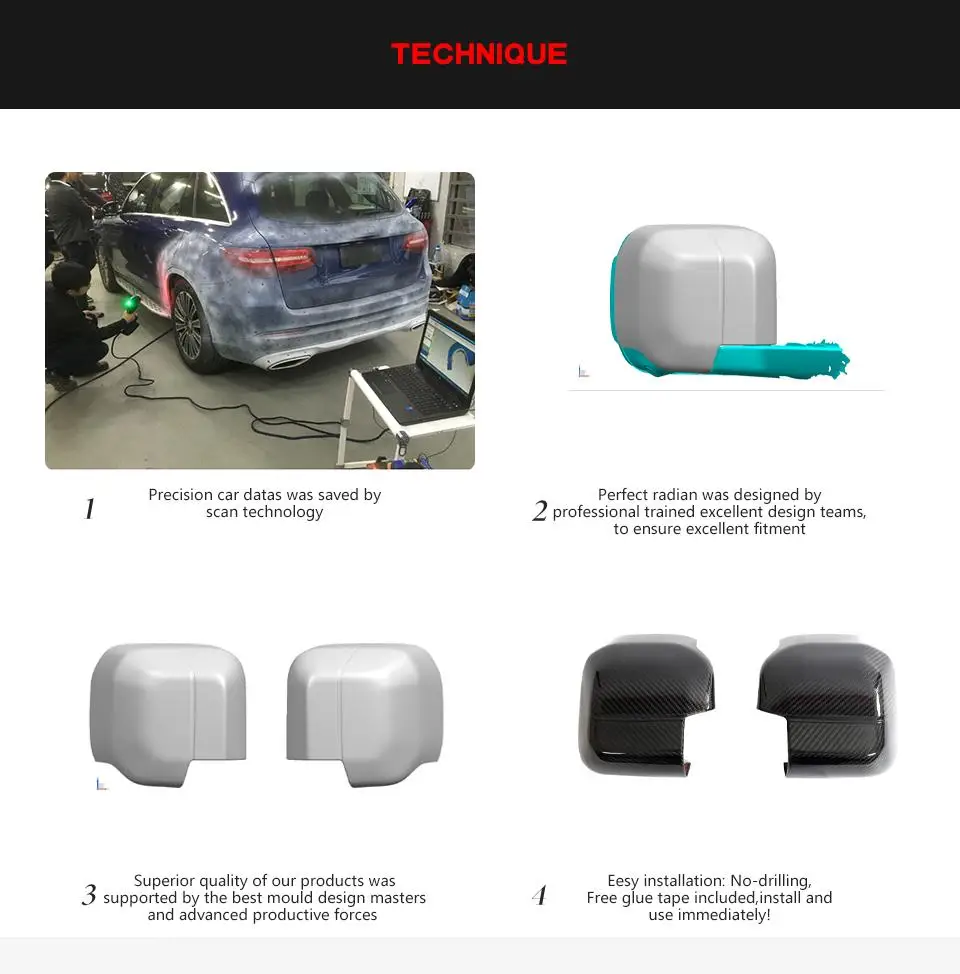 Jcsportline Dry Carbon Fiber Side Mirror Covers For Land Rover Defender ...