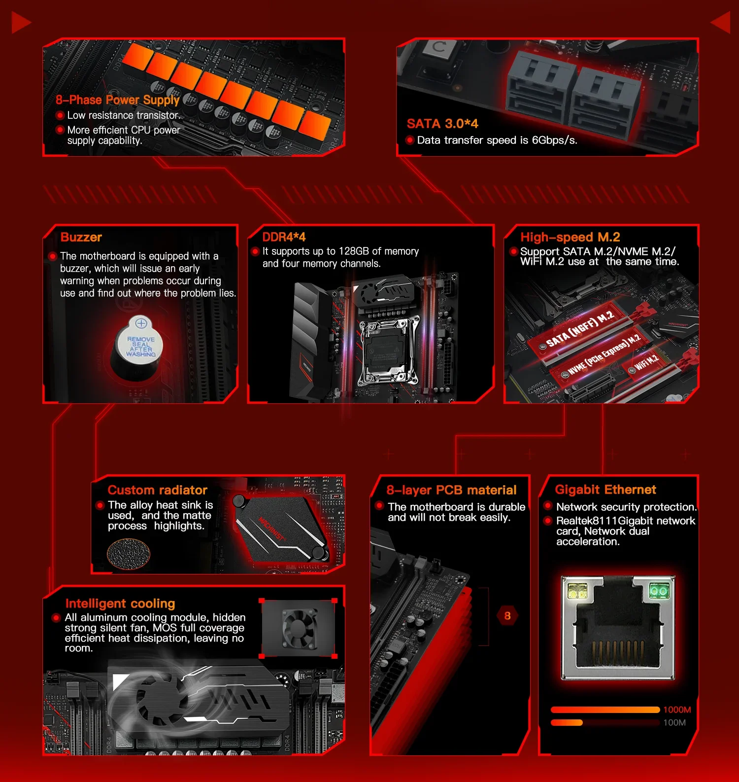 MACHINIST X99 MR9A PRO MAX Ddr4 Gaming Motherboard Support LGA 2011-3 ...