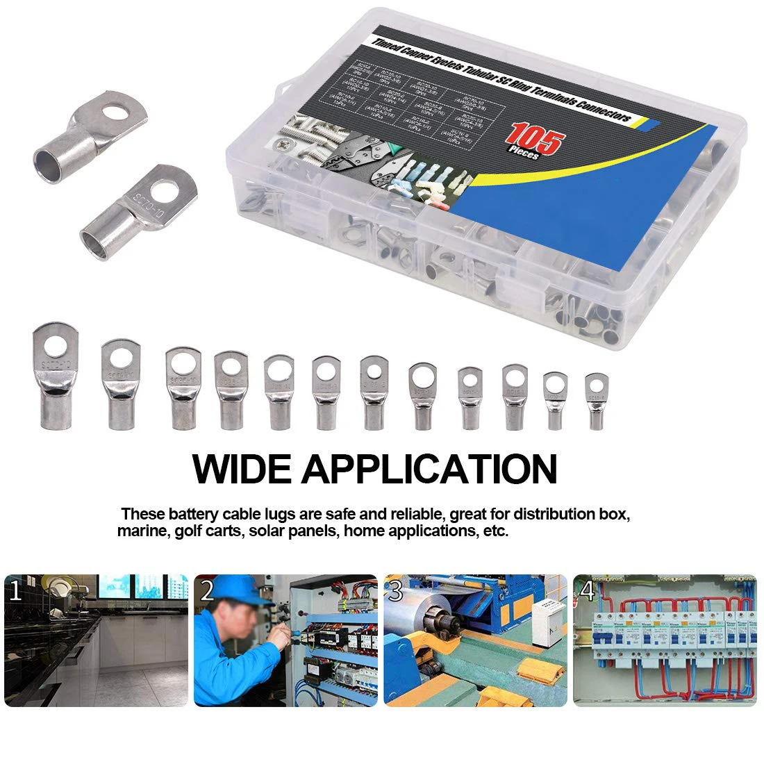 Eyelets Tubular Ring Electrical Terminals Cold Battery Cable Ends ...