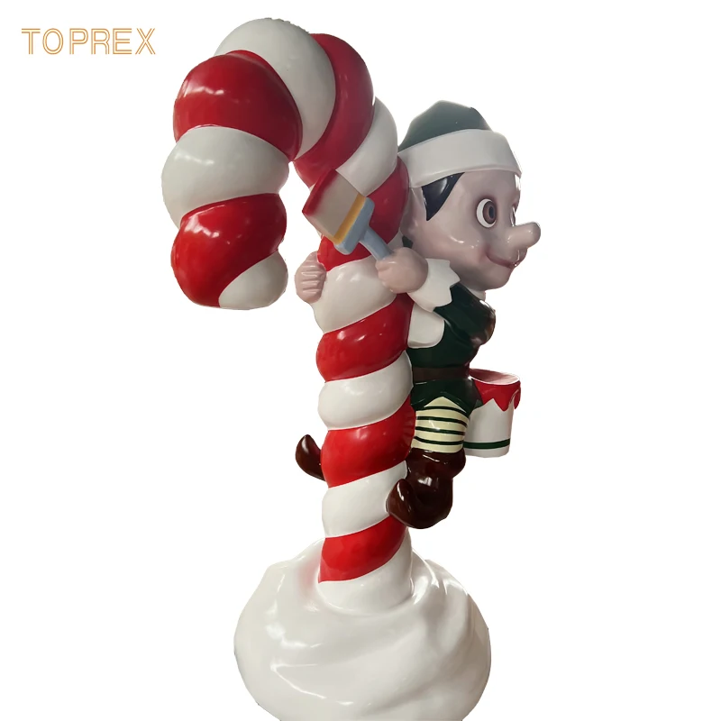 Life-size 3D Resin Glass Fiber Christmas Elf Statue