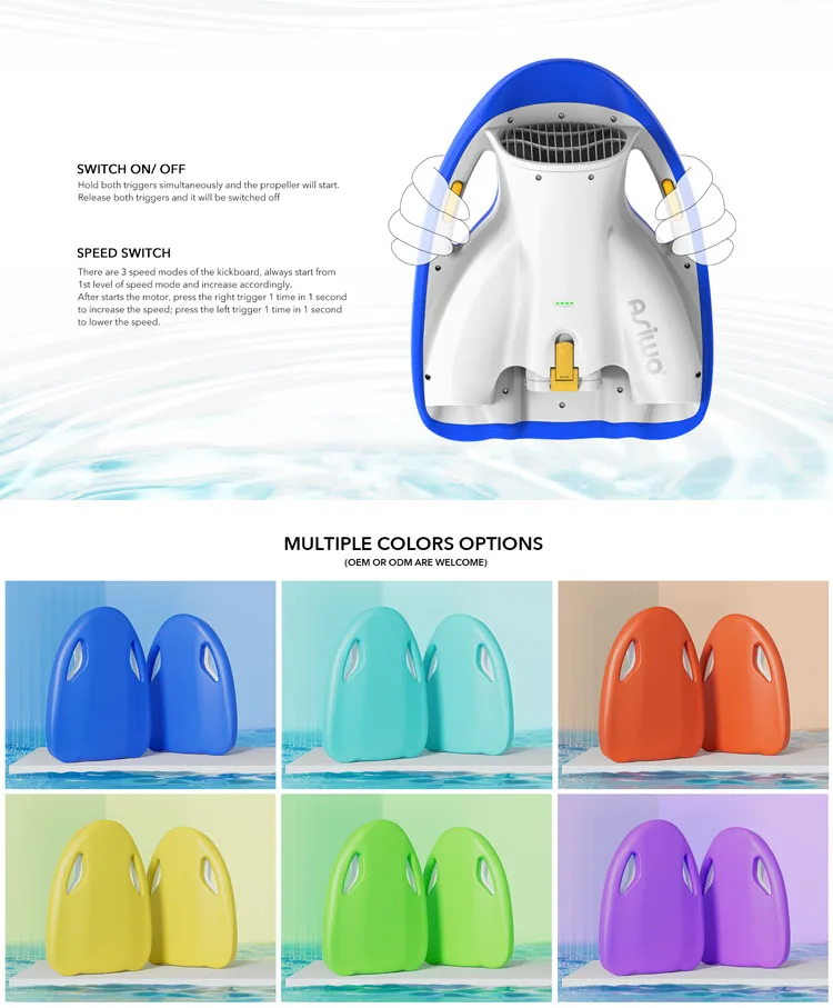 Asiwo Swimming Electric Water Kick Board With 60 Mins Running Time For ...