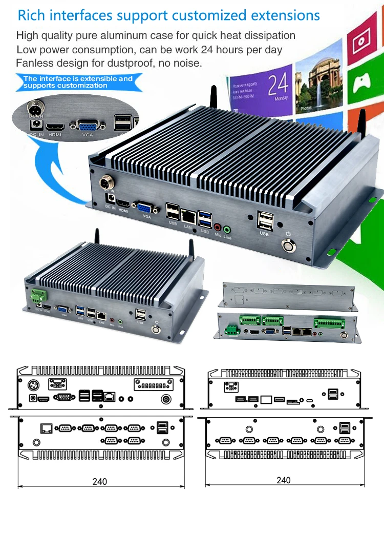 Lan J1900 Fanless Nuc Nano Fanless Micro Mini Pc Linux Server Pfsense ...