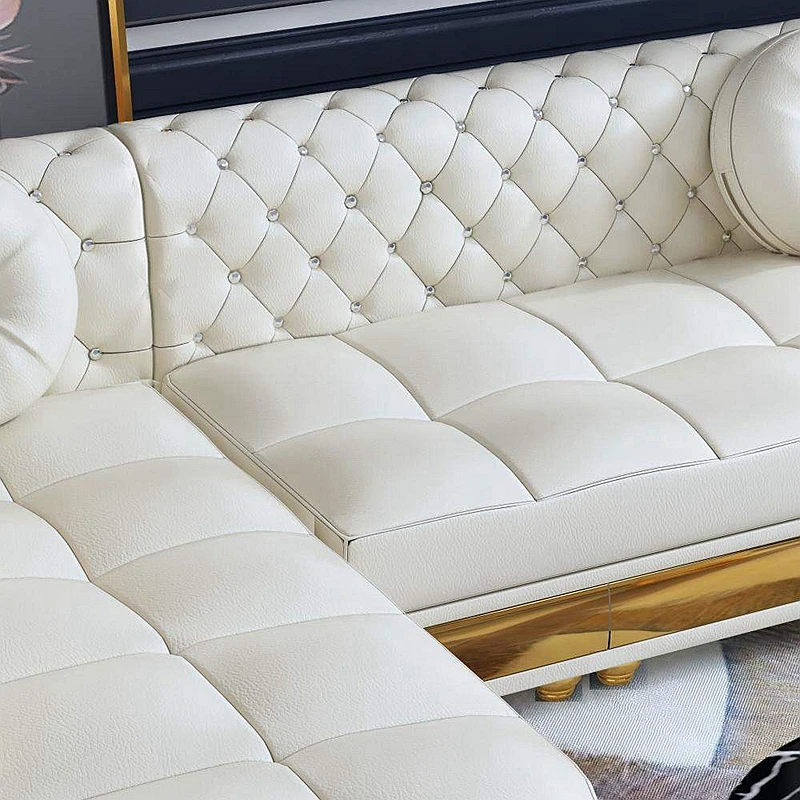 Winforce Tufted Luxury Leather Corner Sofa Couch Living Room Furniture ...