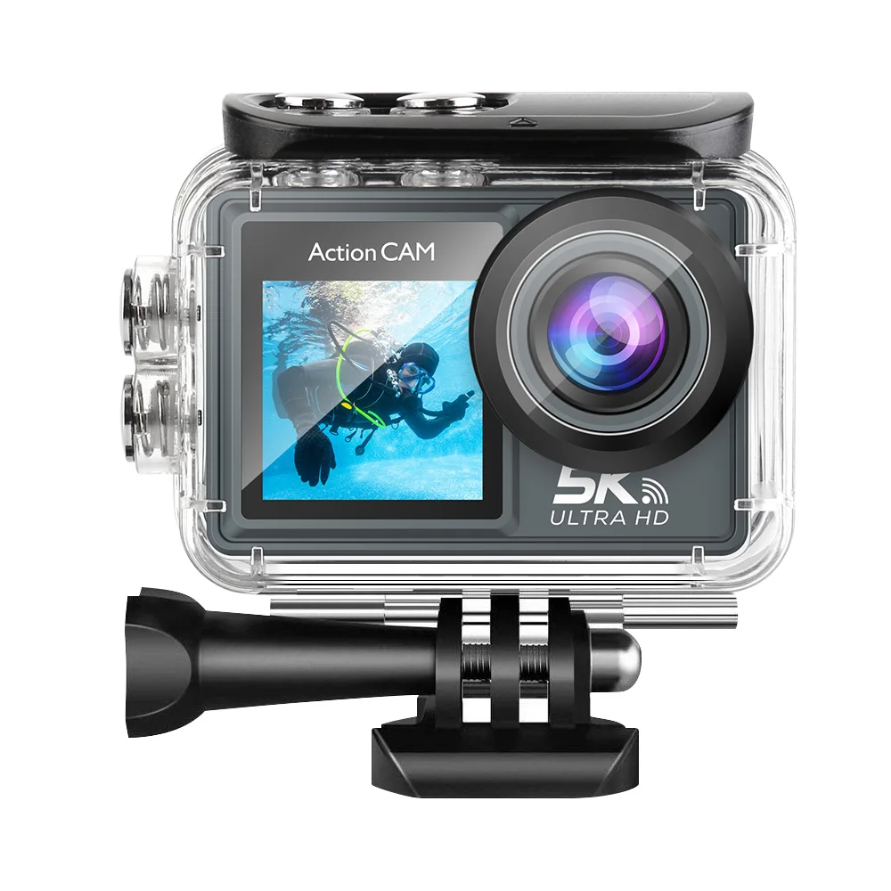 Newest 5k 30fps Go Pro Dual Screen Action Camera With Wifi Video ...