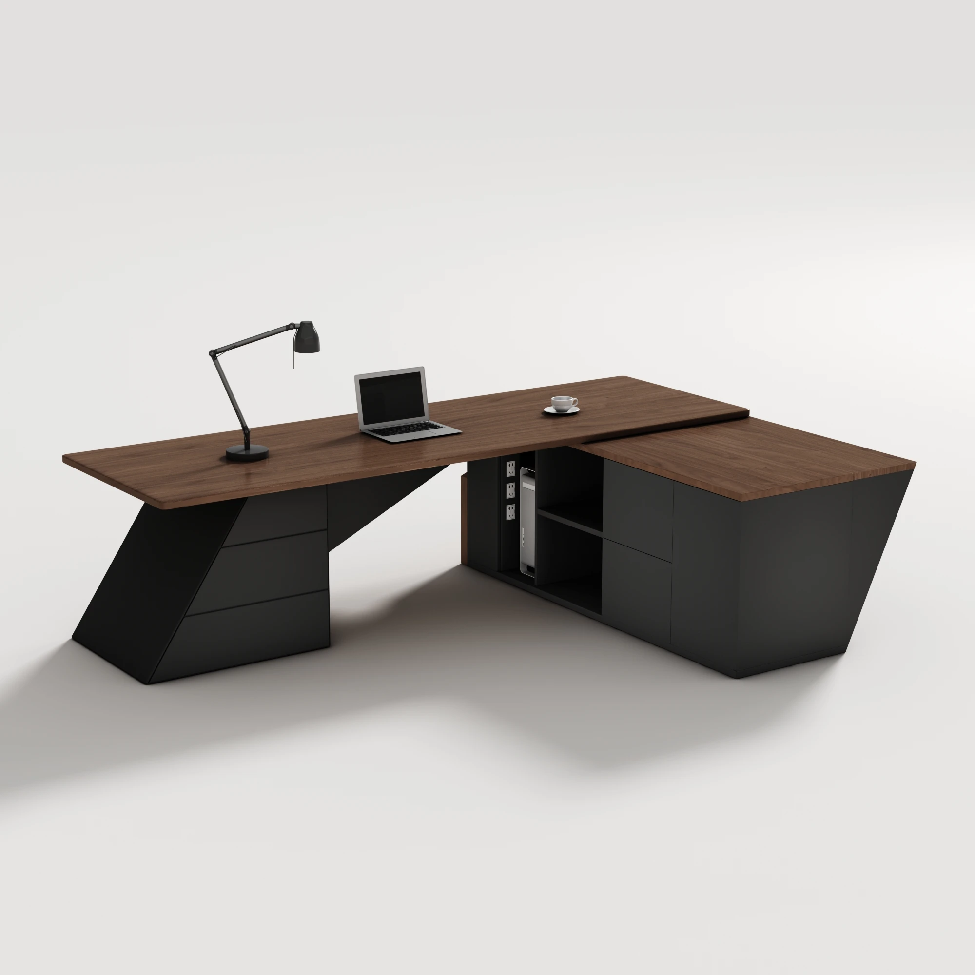 WESOME Brown L Shape Single Chief Officer Desk Modern Office Furniture ...