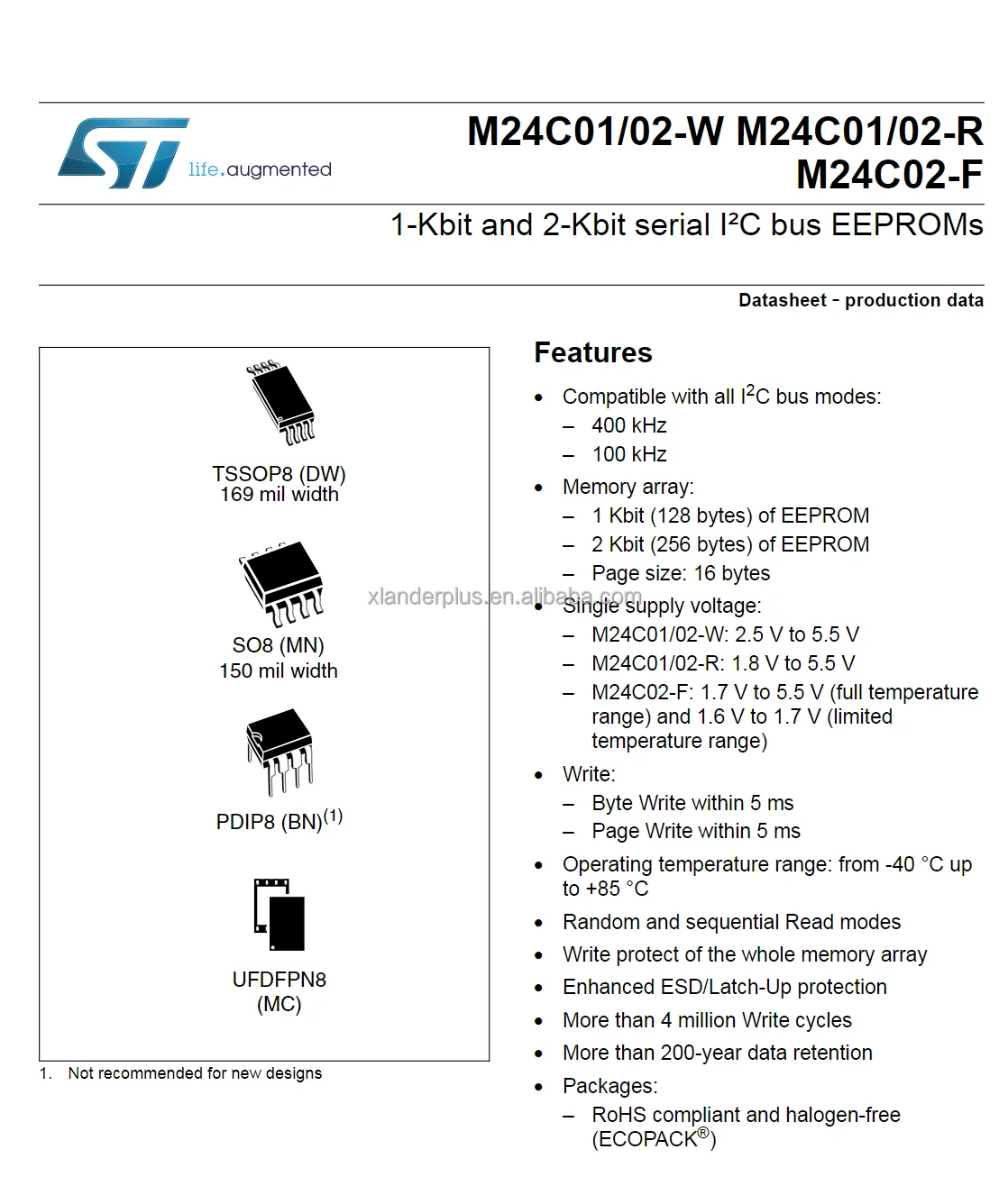 X-lander M24c01-wbn6p Ic Eeprom 1kbit I2c 400khz 8dip Integrated Circuit Electronic Components ...