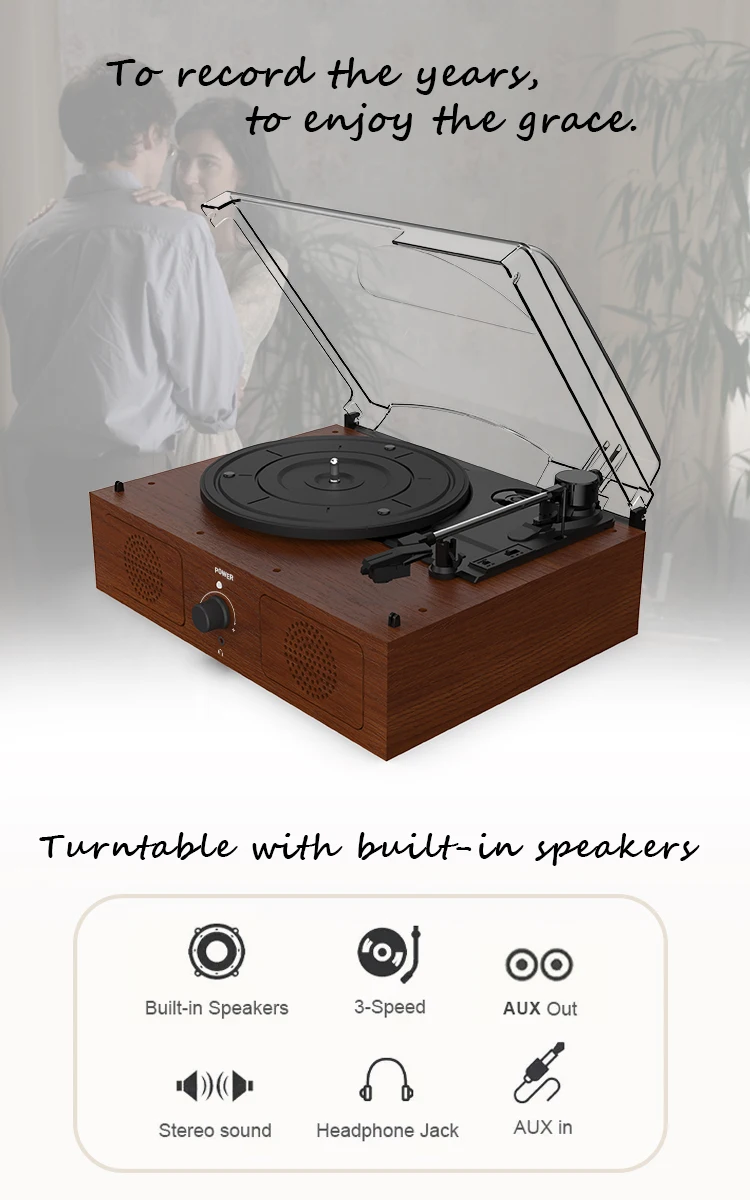 Rotary Boombox Stereo Line-in Jack Usb Vinyl Turntable Record Player ...