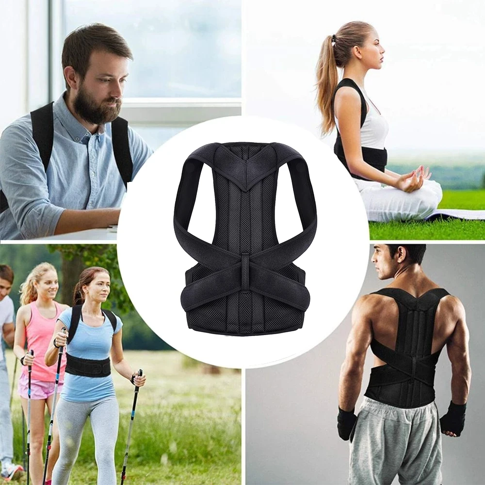 Adjustable Posture Corrector Back Support Shoulder Back Brace Spine ...