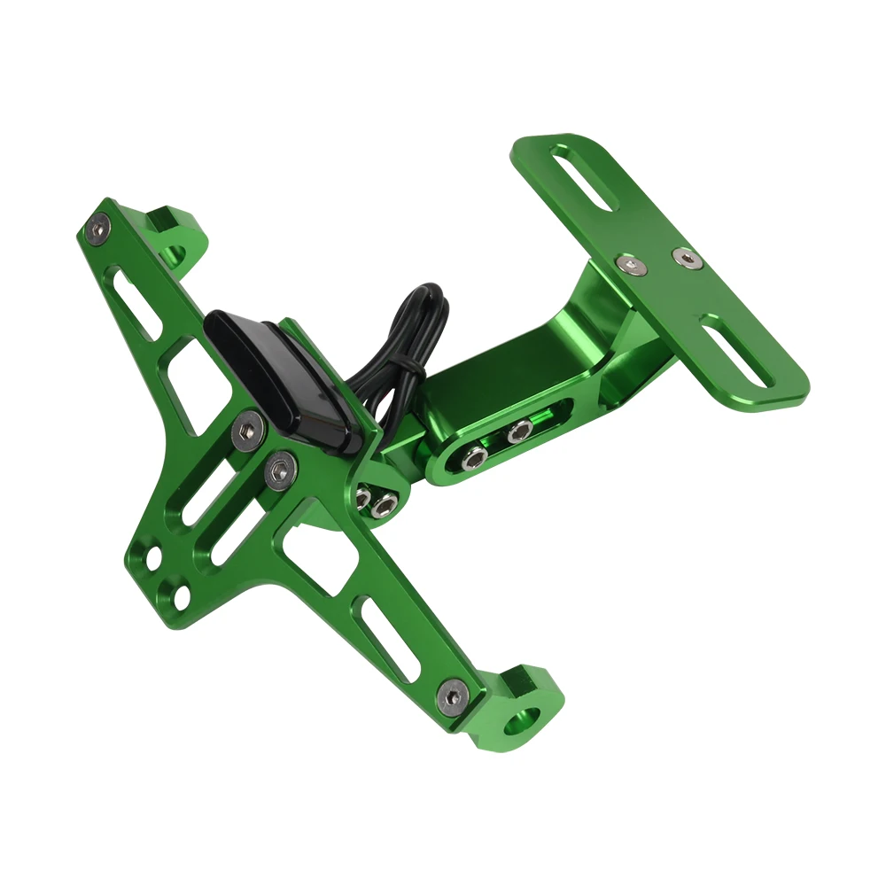 Motorcycle License Plate Holder with LED Light - CNC Aluminum