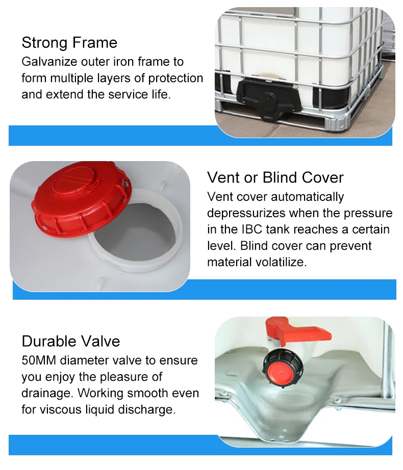 1000L Chemical Plastic IBC Container tank White Lined with Galvanized ...