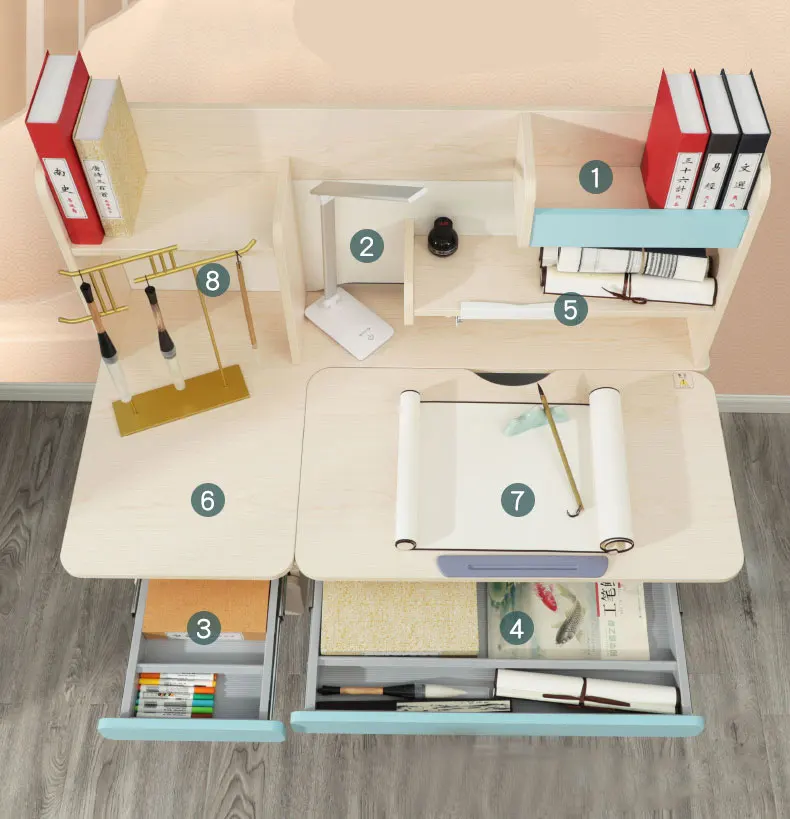 Height Adjustable Ergonomic Smart Study Table and Chair With Big ...