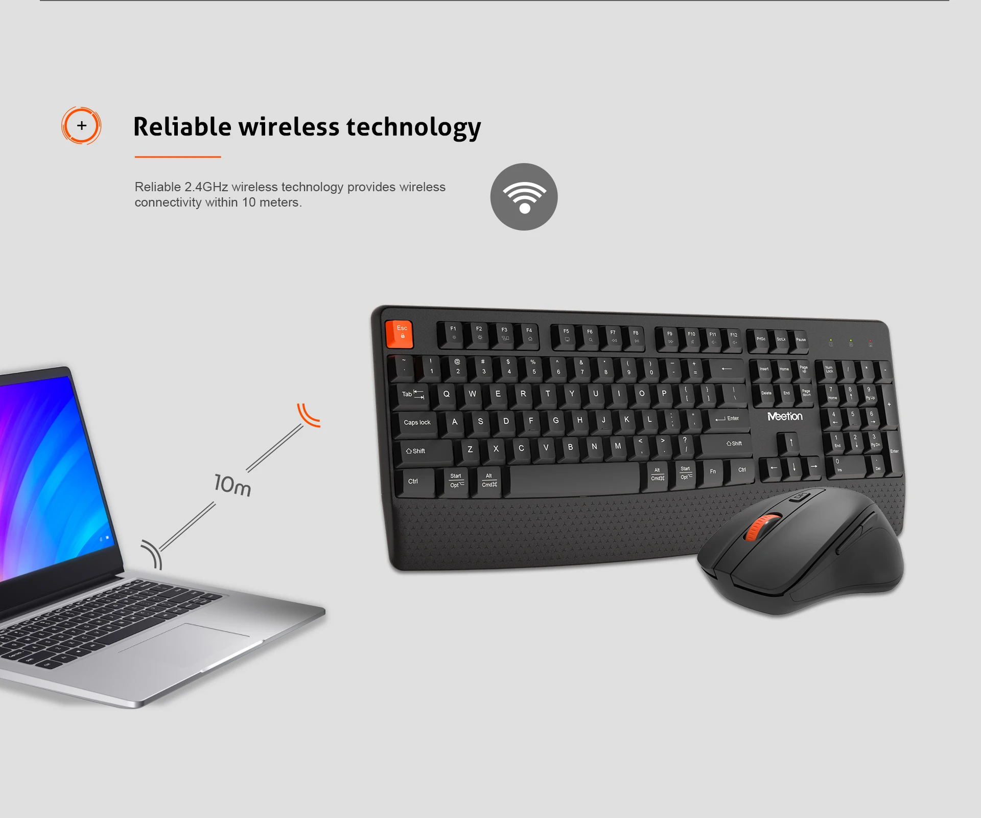 Meetion C4130 Wireless Keyboard Mouse Combo - Ergonomic & Versatile