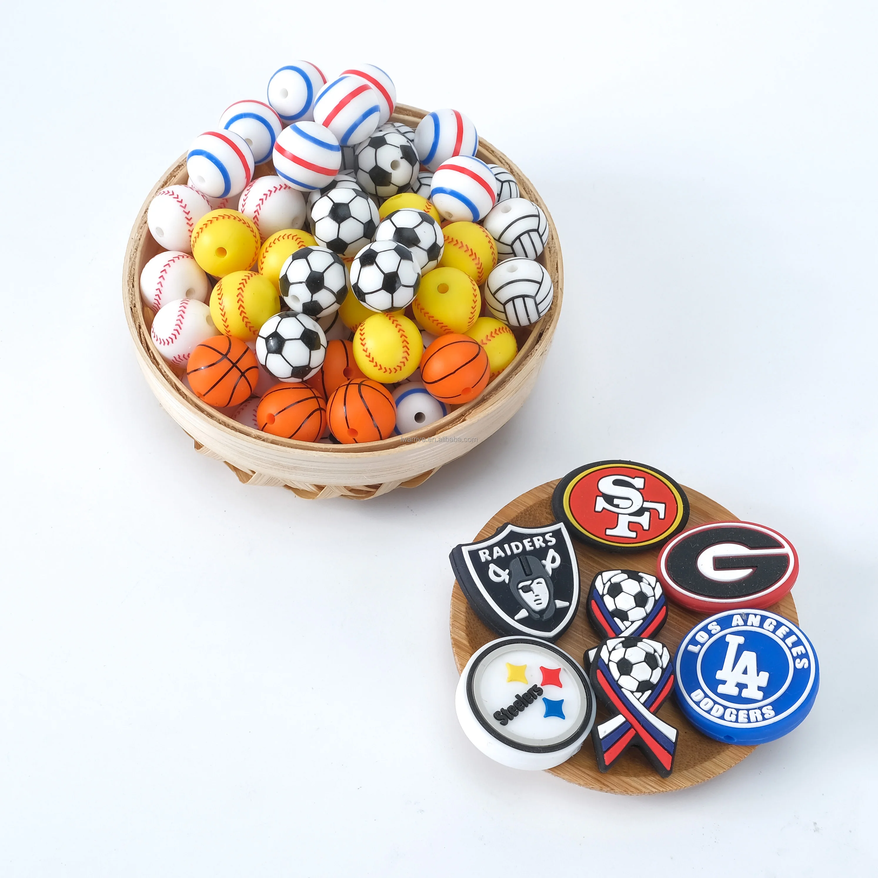 Bulk Football Team Focal Silicon Bead Bead Charms Silicone for Beadable ...