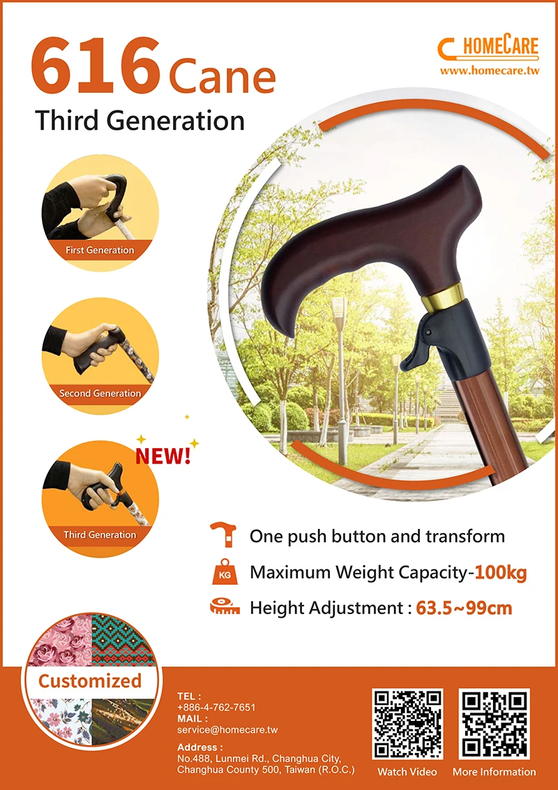 OEM Taiwan Wholesale Elderly Walking Stick Adjustable Walking Cane with ...