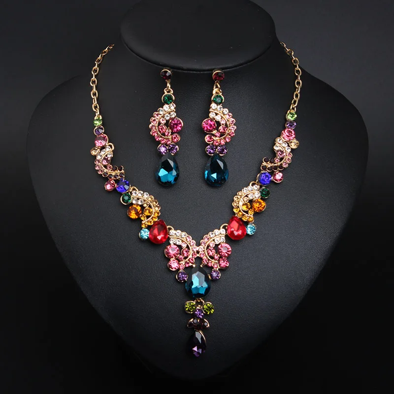 High Quality Bling Jewelry Set Cubic Zircon Crystal Necklace Earring ...