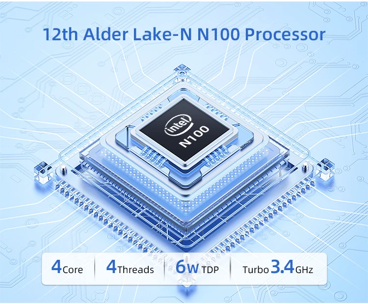 Fanless N100 Processor Mini Computer for Schools & Projects