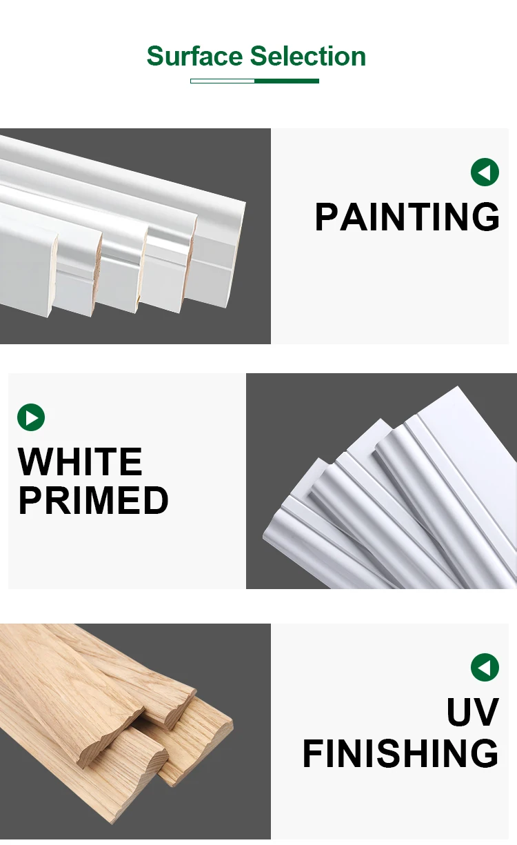 White Primed Baseboard Wood Mdf Moulding Flooring Trim Moulding Wall ...