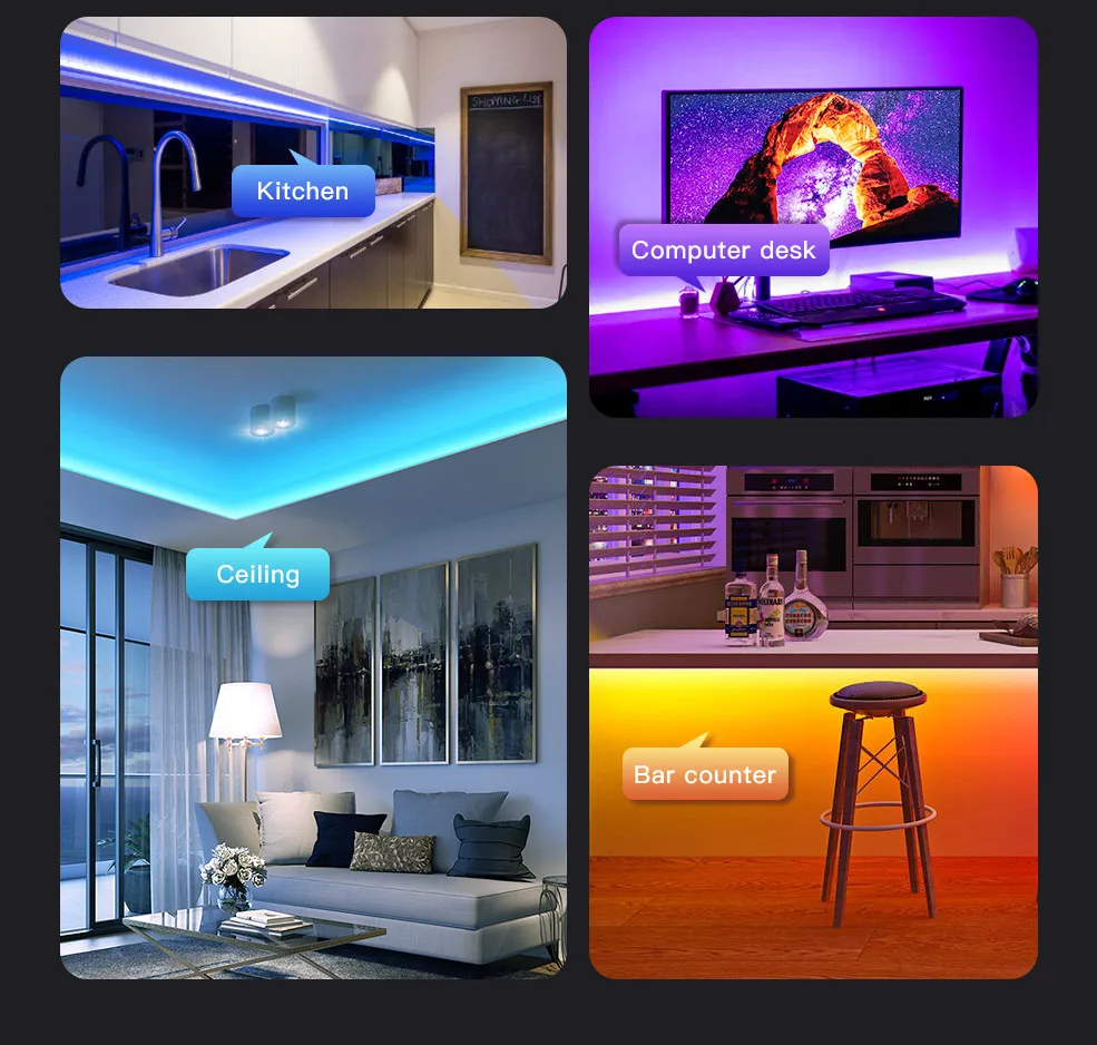 5m Rgb 5050 Mood Magic Color Changing Music Sync Ambient Decoration ...