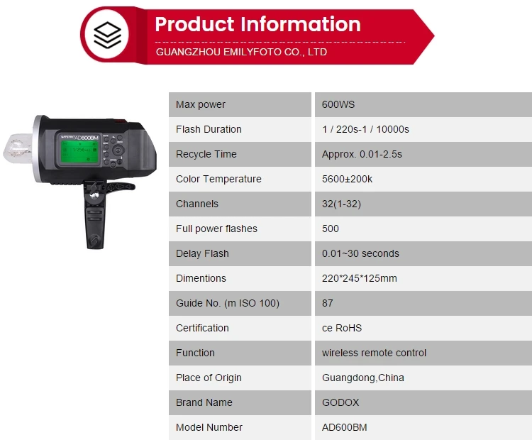 GODOX AD600BM - Portable Studio Flash Light for Outdoor