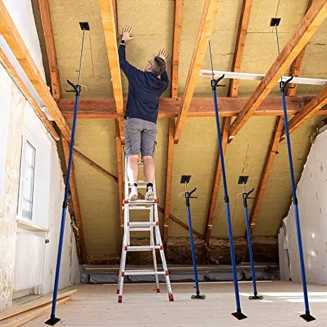 3 Steps Hand Control Poles Telescopic Extension Drywall Support Ceiling ...
