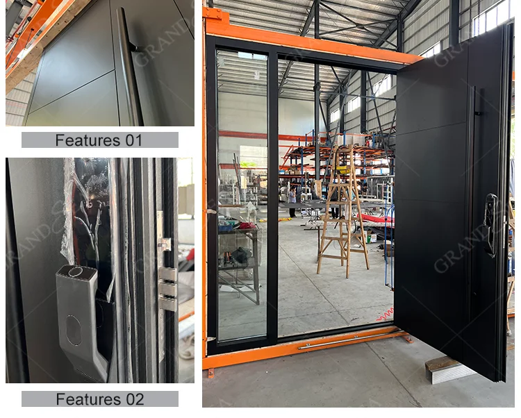 New Trend Residential Large Size Wood Aluminium Exterior Entry Solid ...