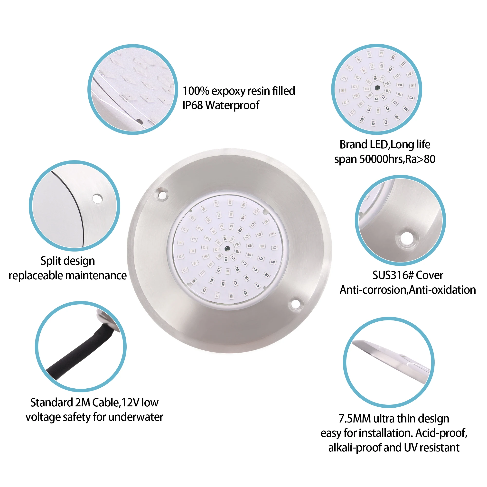 IP68 Color Changing LED PAR56 Pool Lights - 50000hrs Lifespan