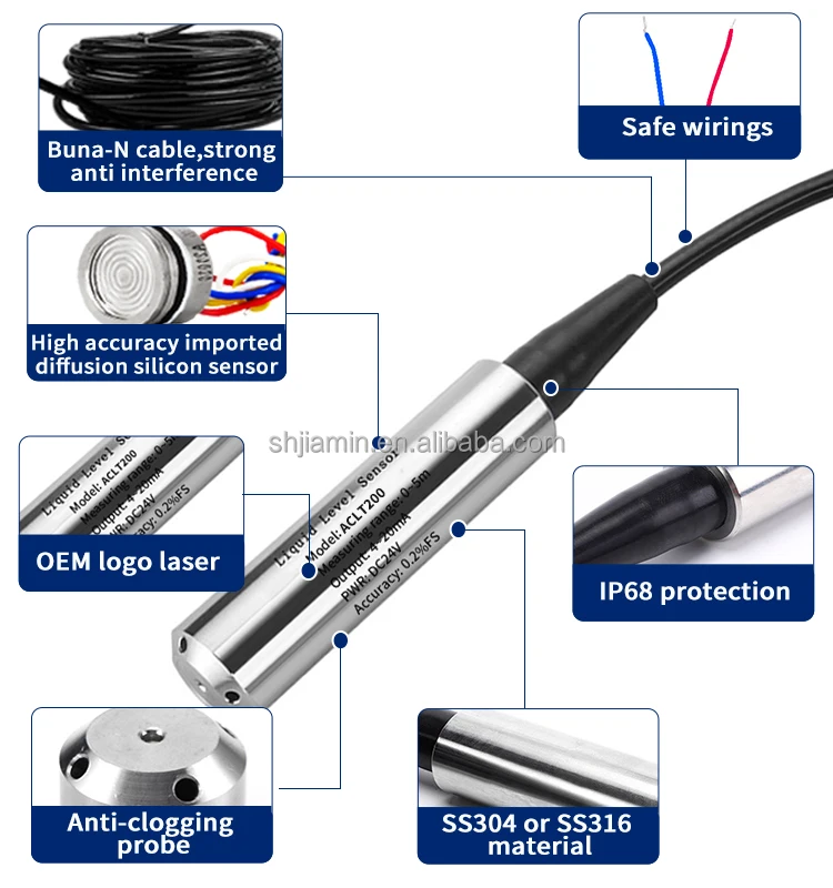 Hydrostatic Water River Level Sensor Rs485 Modbus Water tank Level ...