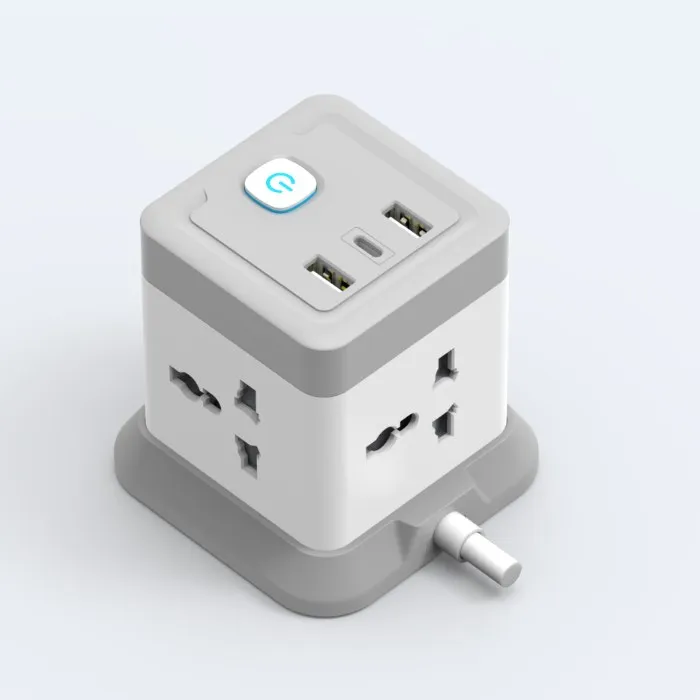 4 Outlets Power Cube Socket with USB Ports, Type C-port Power Cube ...