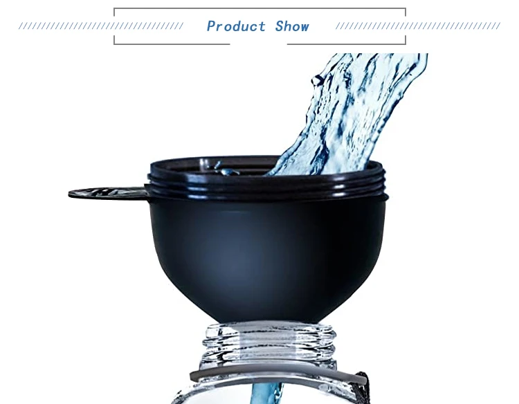 200ml 70g Plastic Black Funnel Protein Water Bottle Supplement Funnel With Keychain - Buy ...