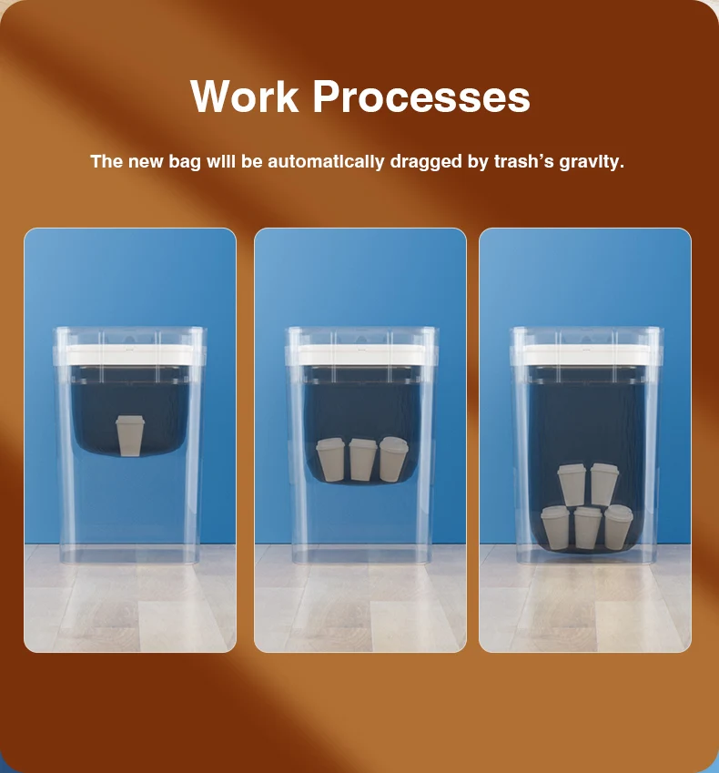 Automatic Self Package Seal Change Lidless Smart Trash Can Hands Free ...