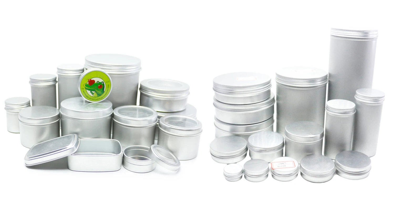 Luxury Silver Round Aluminum Tin Can Metal Tin Box Cosmetic Container ...