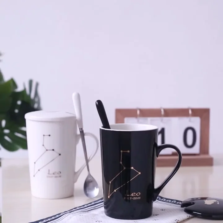 High Quality Creative Constellation Ceramic Coffee Mug Set With Lid ...