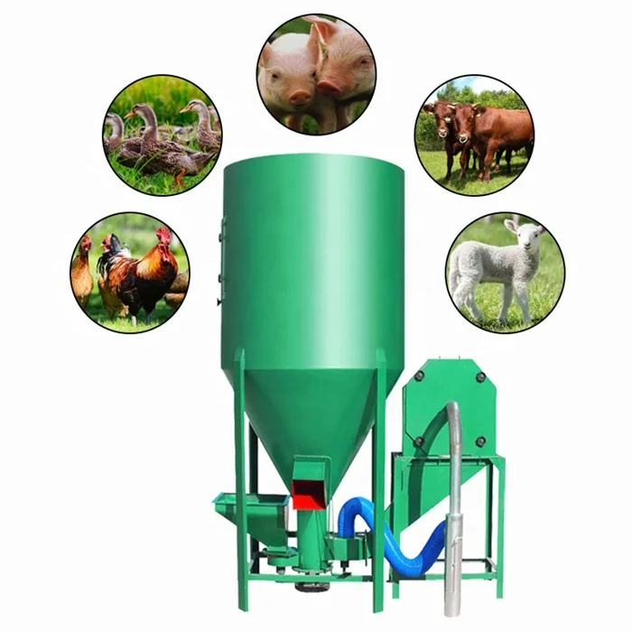 Farm Use Chicken Animal Feed Machine Mixer and Crusher Dry Wet Feed Grinder Agriculture ...