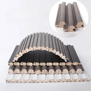 Flexible Solid Wooden Wall Panels Grooved Half Round Back Ground Wpc ...