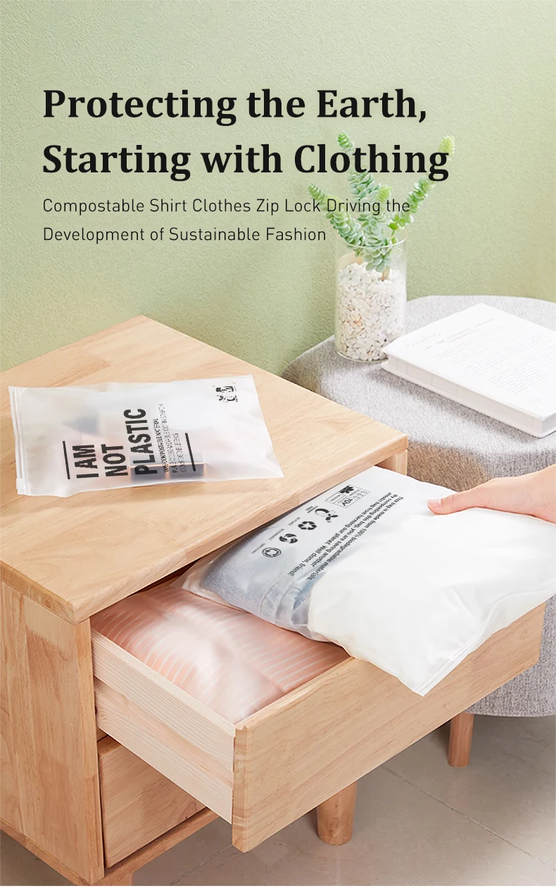 Biodegradable Cornstarch Compostable Garment Packaging With Self ...