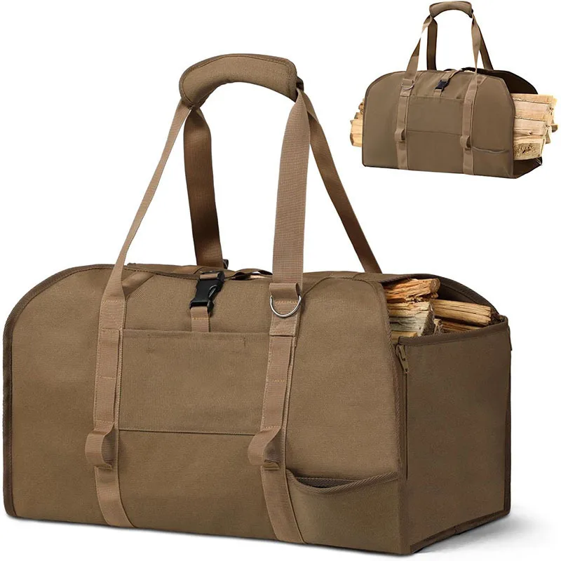 Durable Supersized Canvas Firewood Wood Bag Log Camping Outdoor Holder ...